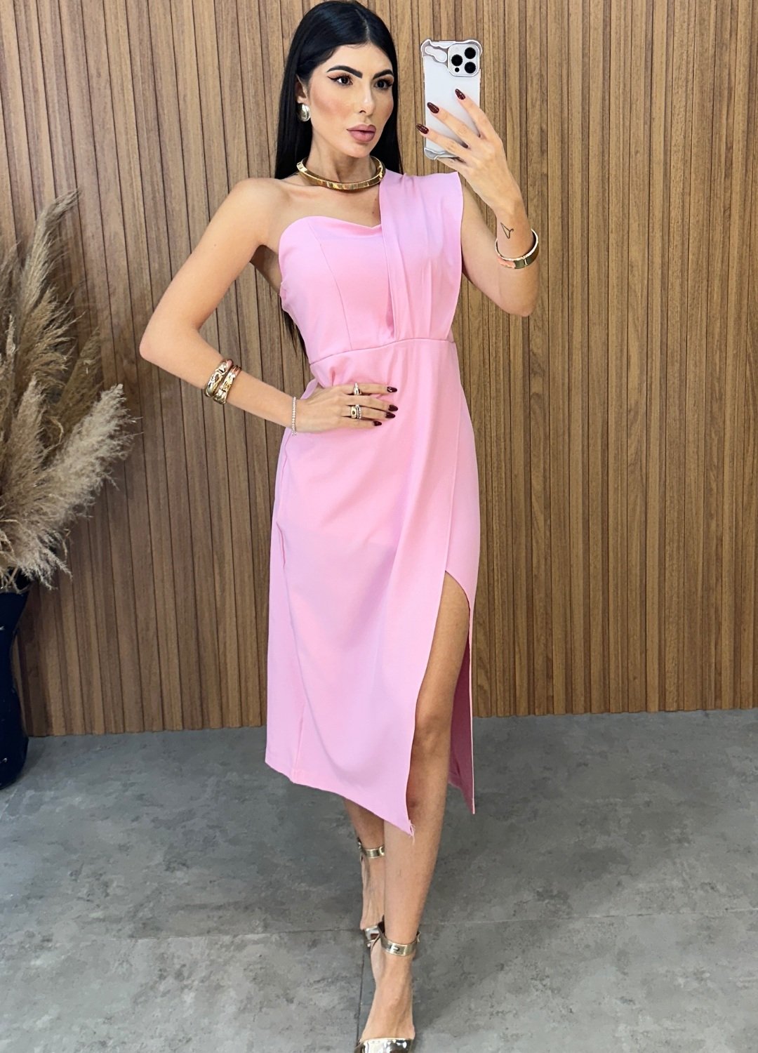 Vestido Alça Rebeca - Rosa | Guria Store