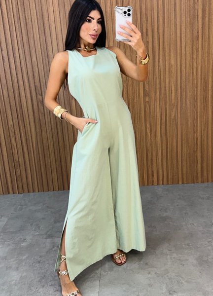 Macacão Summer C/Renda - Verde | Guria Store