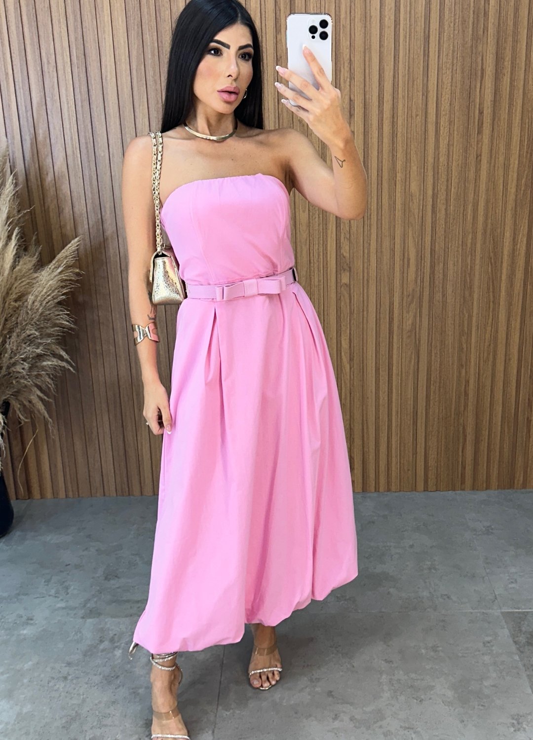Vestido Midi Balone - Rosa | Guria Store