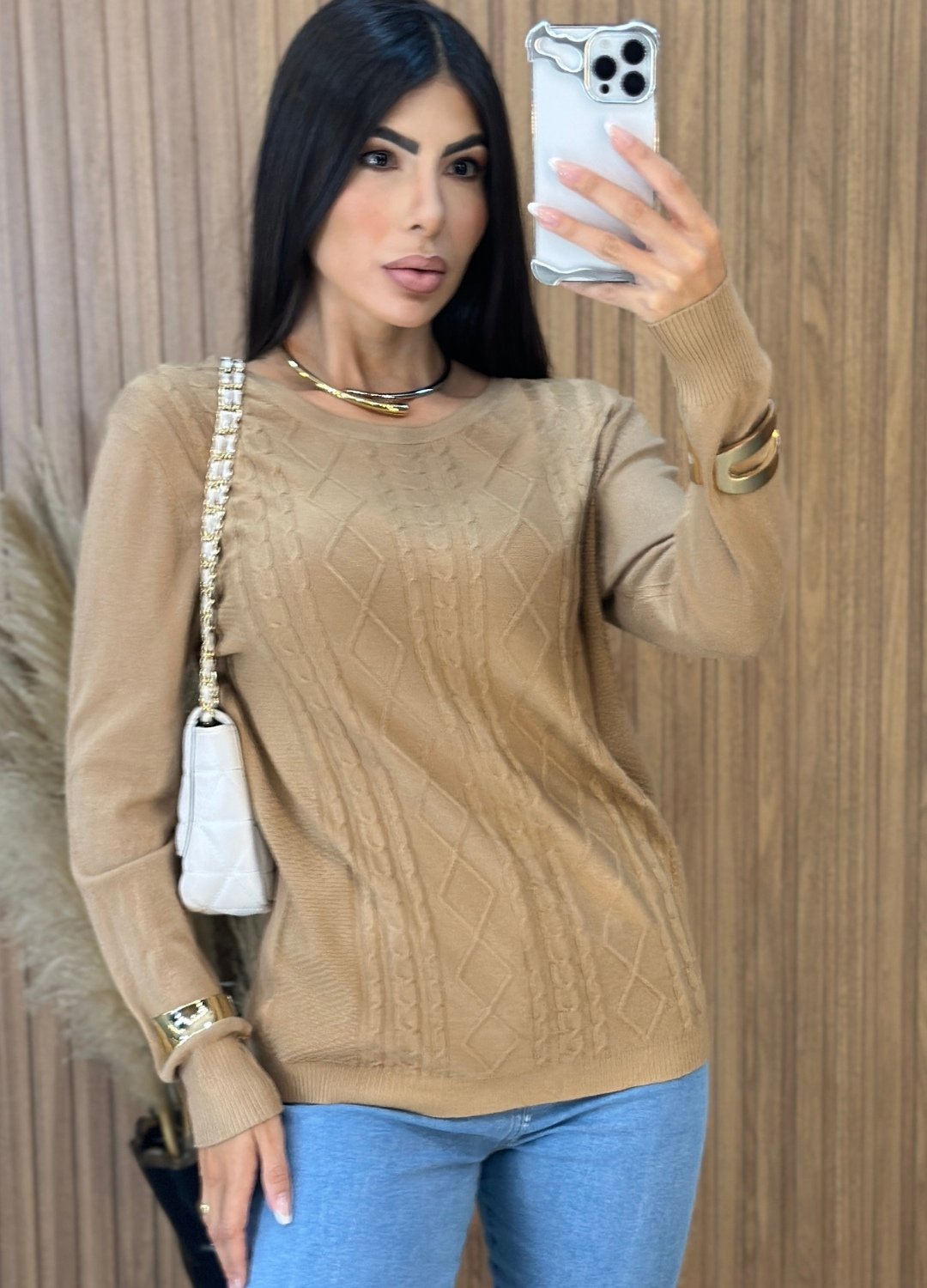 Blusa Mônaco Modal Manga Longa - Nude | Guria Store