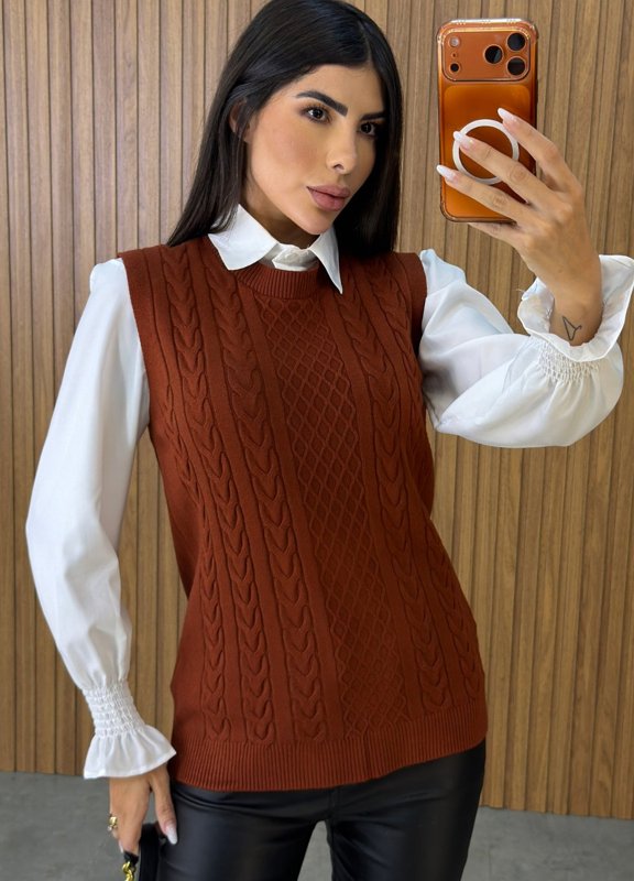 Conjunto Camisa+Colete Livia - Terracota | Guria Store