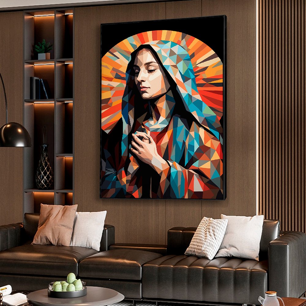Tela Canvas Religião Maria Mosaico Colorido | Quadro Decorativo | Rei ...