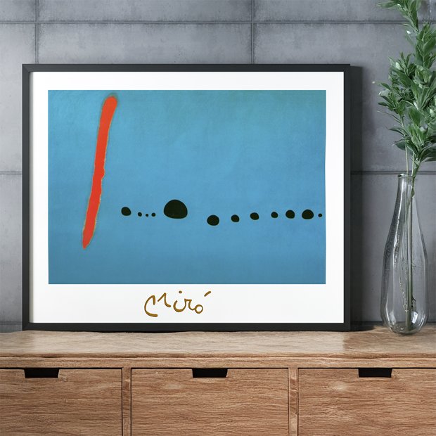 Quadro com Vidro Pintores Famosos Azul II Joan Miró | Quadro Decorativo ...