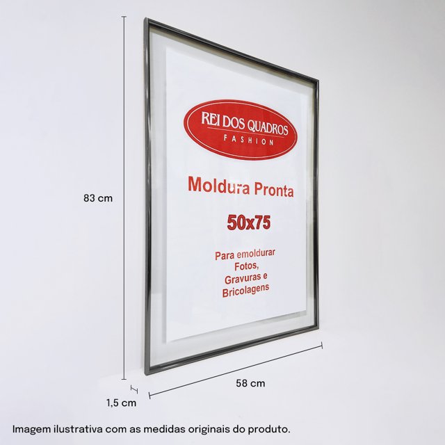 Moldura Pronta 50x75 de Alumínio Entre 2 Vidros | Moldura | Rei dos Quadros
