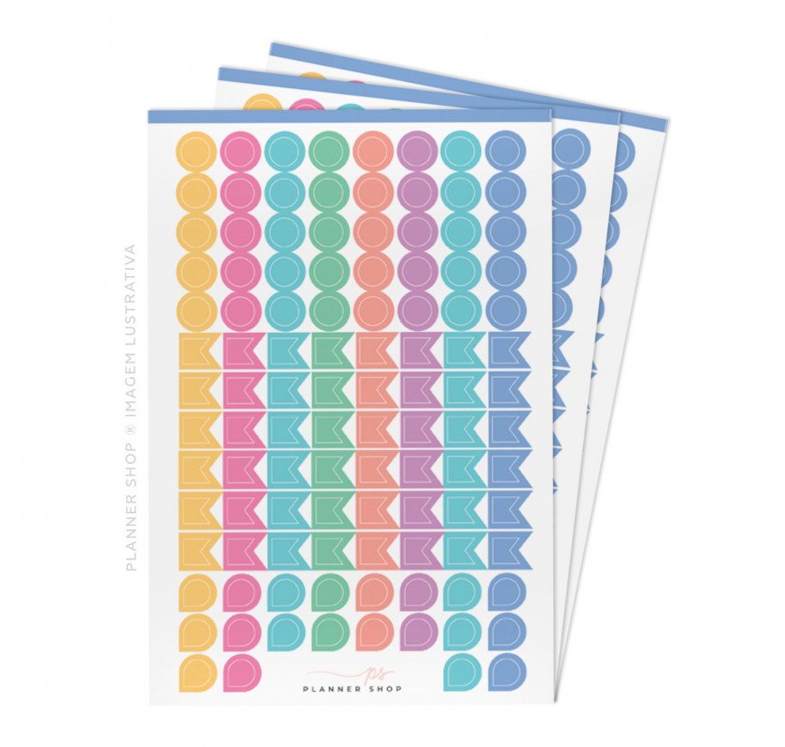Kit de Adesivos - Dots & Flags | Planner Shop