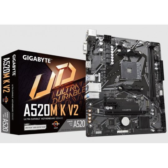 Placa Mãe Gigabyte A520M K V2, Chipset A520, AMD AM4, MATX, DDR4 | Highlander Informatica