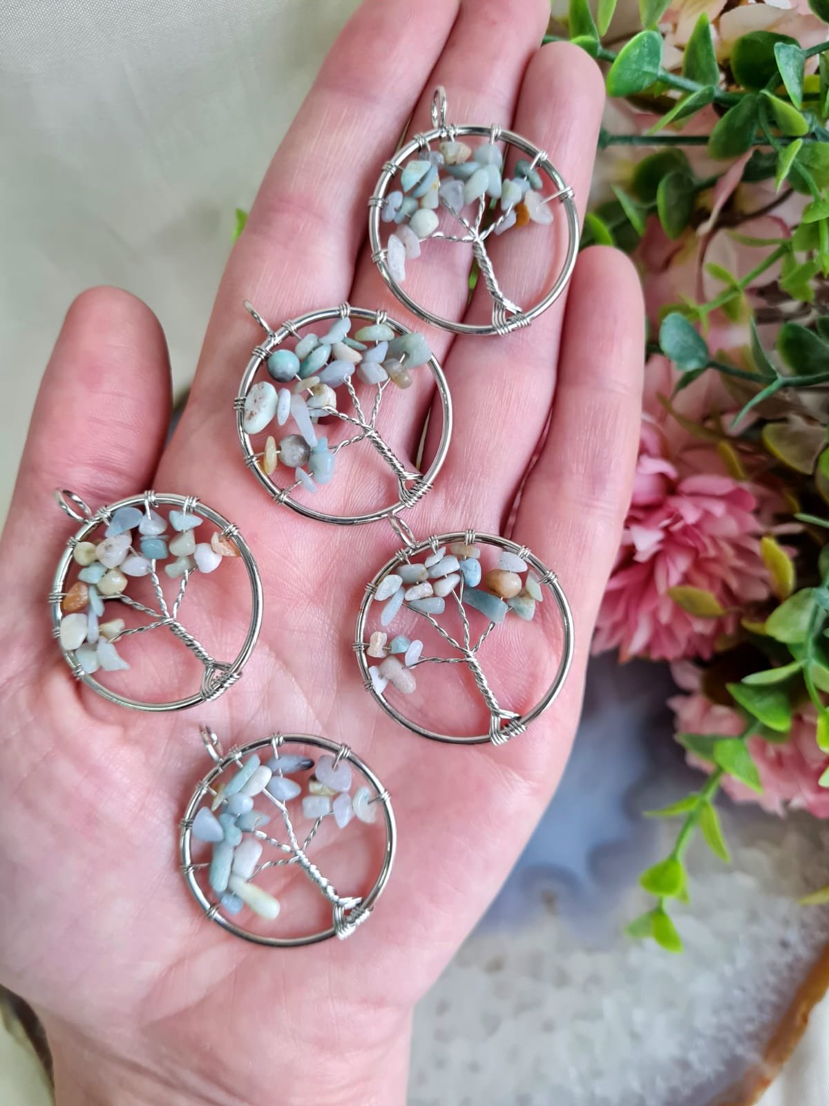 PINGENTE ÁRVORE DA VIDA CASCALHO AMAZONITA | Atacadão das pedras