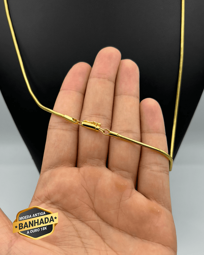 CORRENTE RABO DE RATO 2MM - 70CM (FECHO BOMBA) - BANHADO A OURO 18K | PANCADA JOIAS