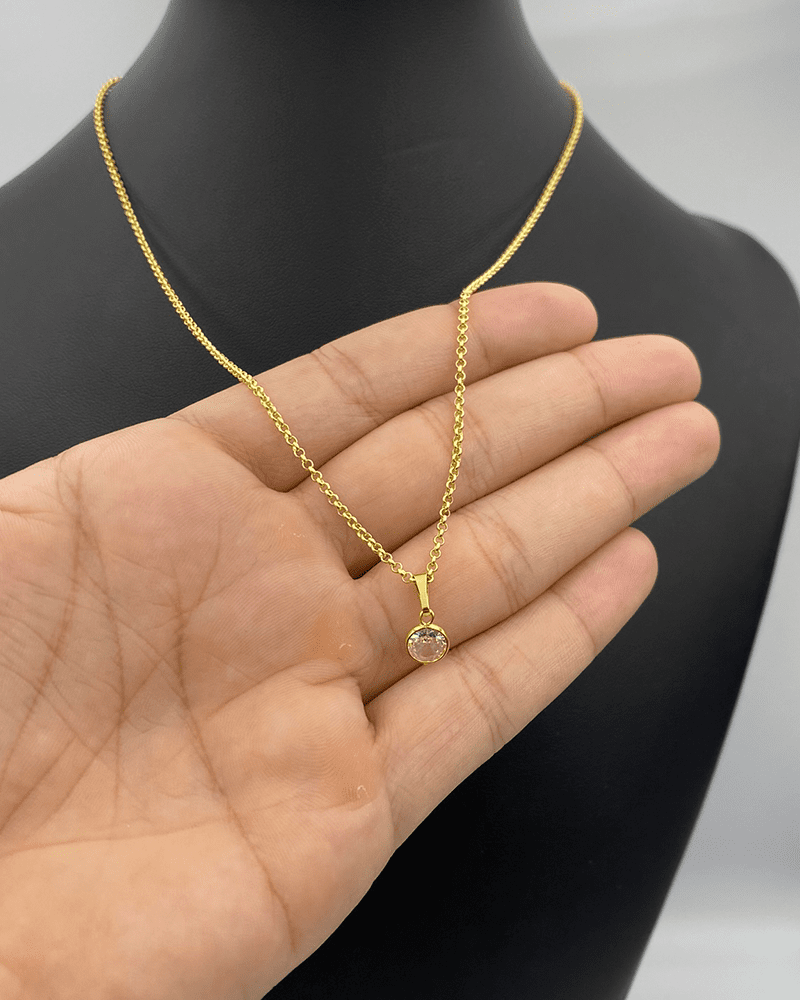 CORRENTE ELO PORTUGUÊS 2MM - 45CM + PINGENTE PONTO DE LUZ (BANHADO A OURO 18K) | PANCADA JOIAS