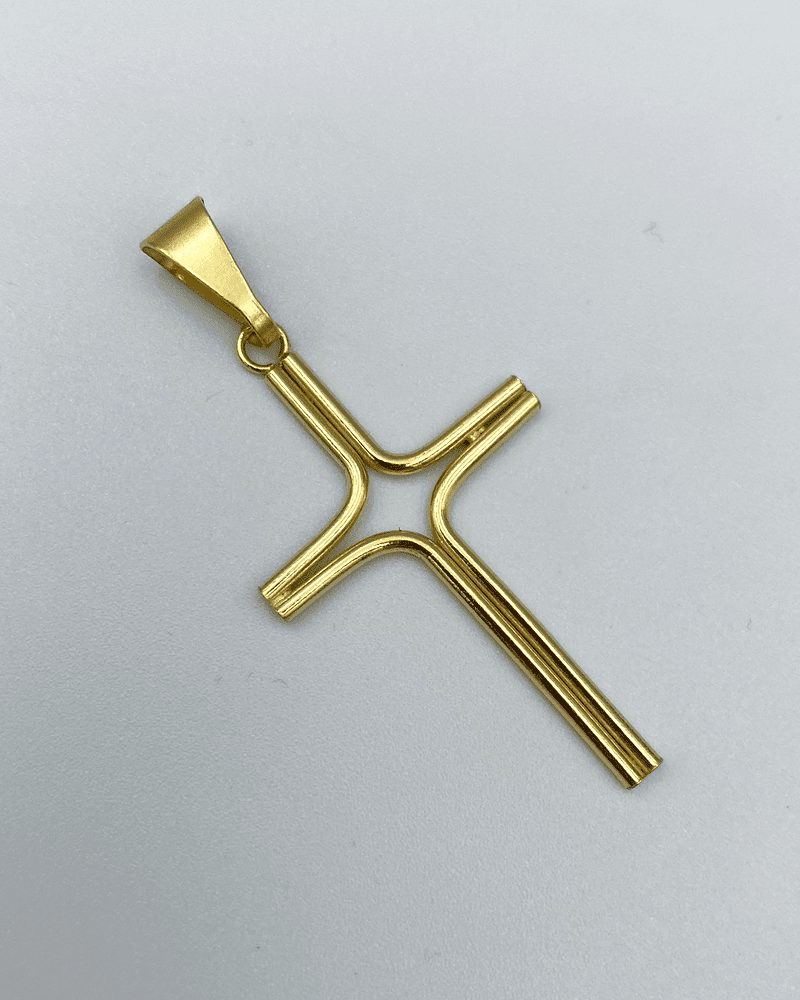 PINGENTE CRUZ FINA DUPLA GRANDE - 4x2,5cm - MOEDA ANTIGA | PANCADA JOIAS