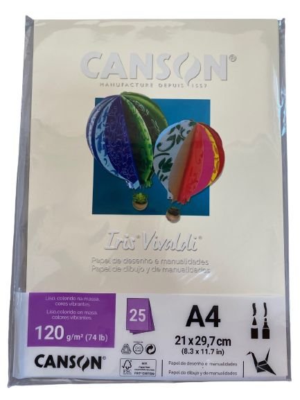 PAPEL CANSON VIVALDI 120GR CREME PCT C/ 25 FOLHAS | Conesul