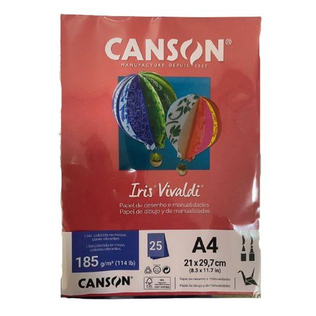 PAPEL CANSON VIVALDI 185 GR VERMELHO ESCURO PCT C/ 25 FOLHAS | Conesul