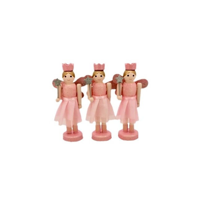 Jogo de 3 Mini Fadas Decorativas Rosa - 12 cm | Comercial Global