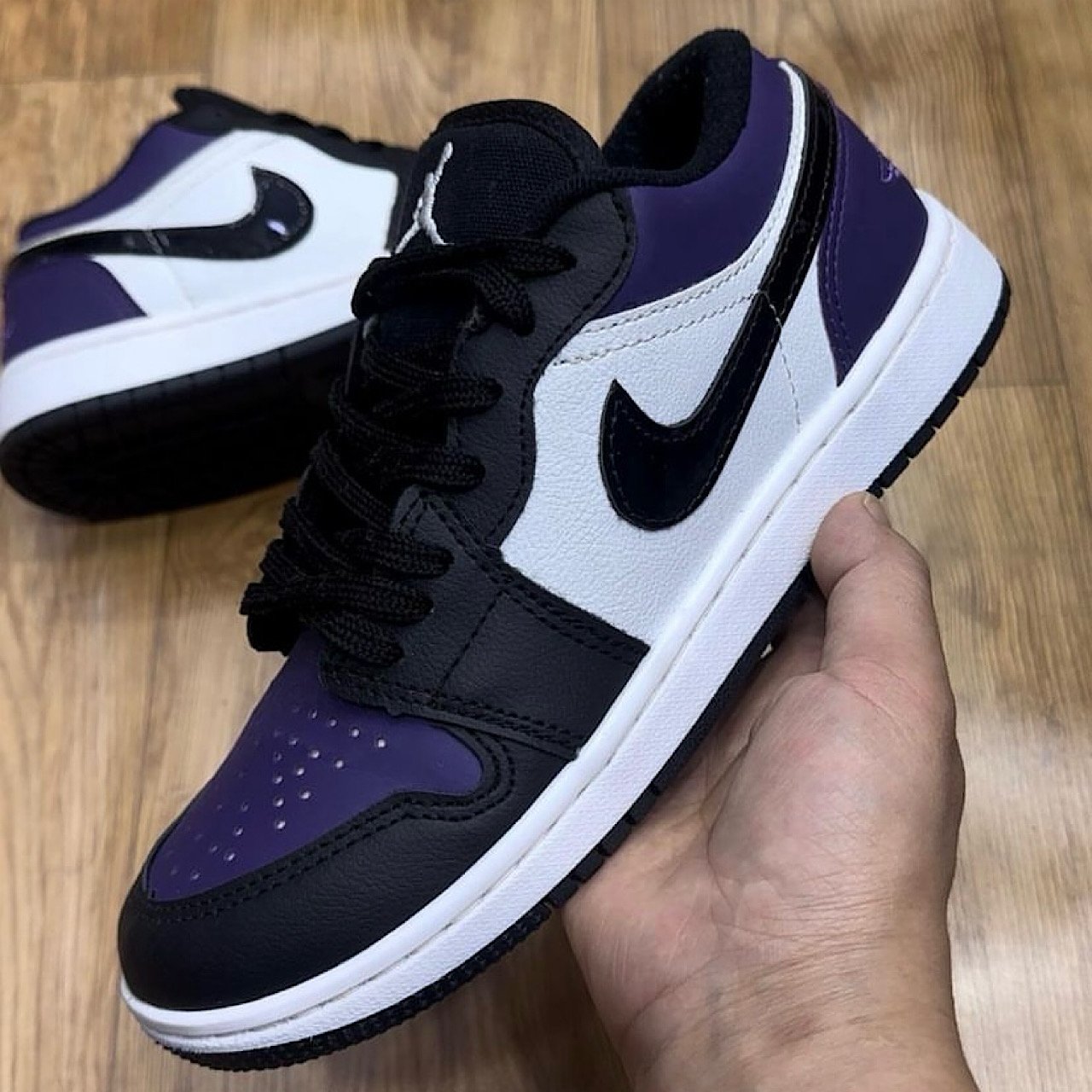Tênis Air Jordan 1 Low - Roxo preto e branco | Closet do Lins