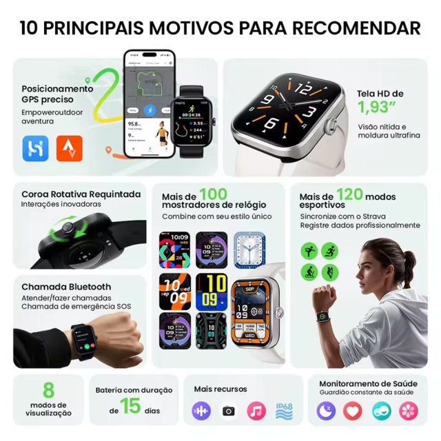 Smartwatch Haylou Watch 4 GPS Integrado, Tela Hd 1,93, Conexão Strava, Chamadas Bluetooth | pooq ...