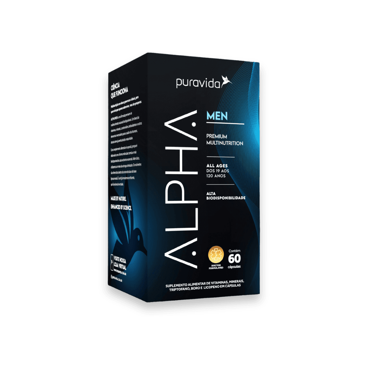 Alpha Men Puravida - 60 Cápsulas | Multivitamínico Masculino | Casa Ômega