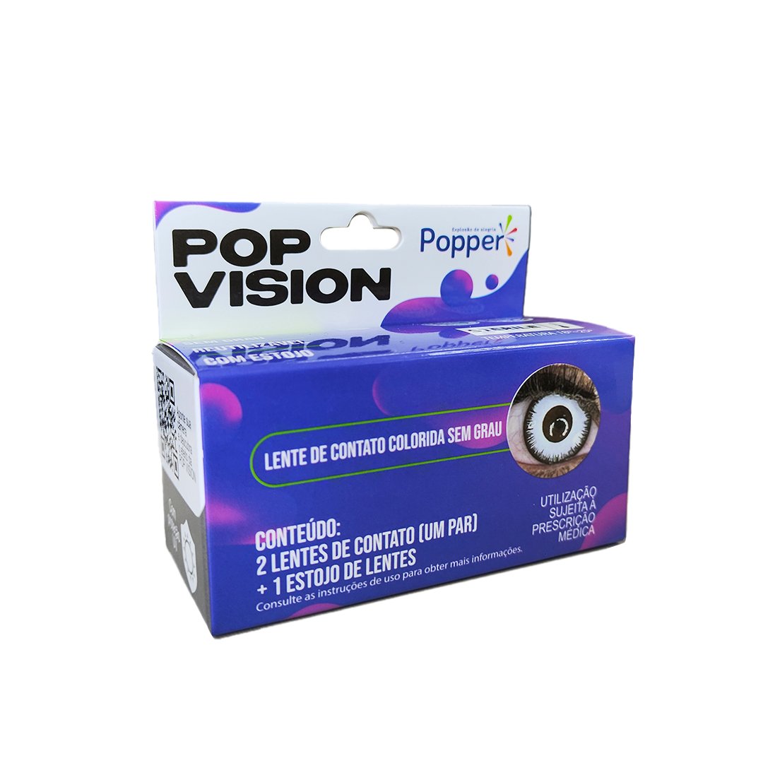 Lente de contato preta sem grau Pop Vision Popper | FestaShow Store | Artigos de Festas