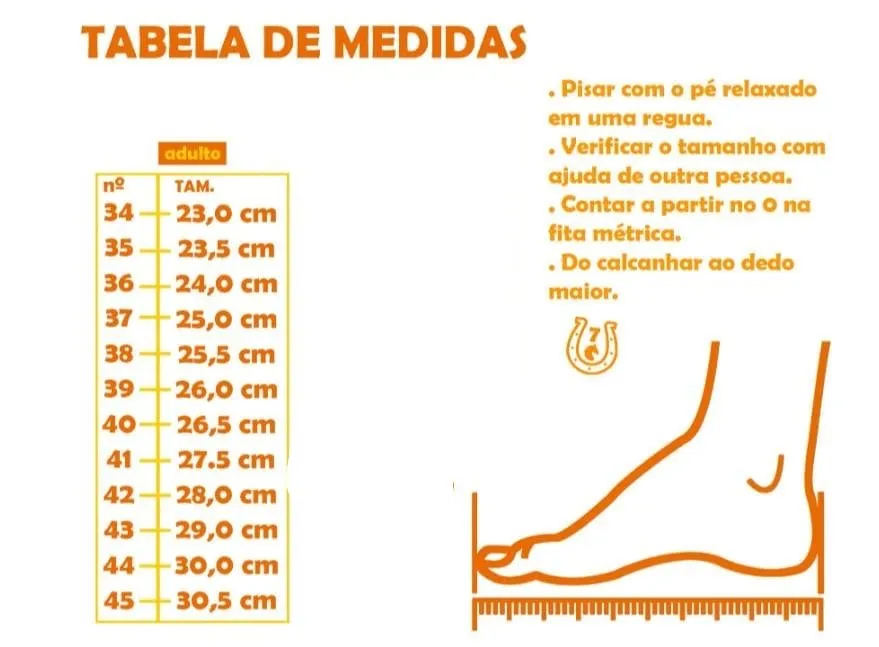 Tabela de Medidas | Botas Estilo Country