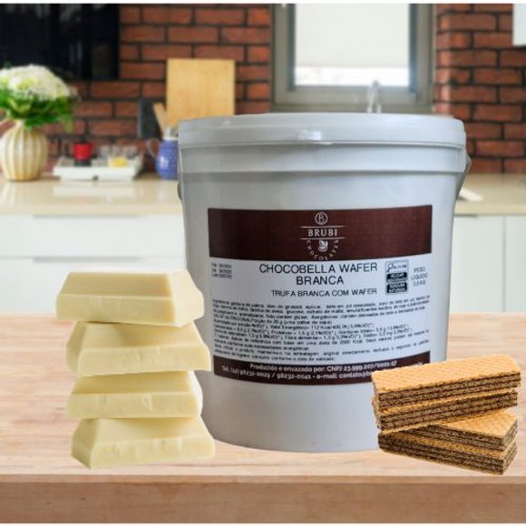 ChocoBella Wafer Branca Brubi Chocolates - Pote 1Kg | Brubi Distribuidora