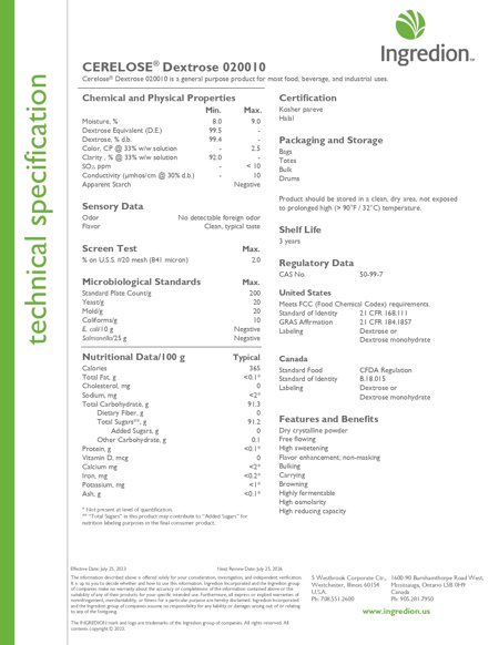 Dextrose Monohidratada (Celerose 020020) Ingredion - 25Kg | Brubi ...