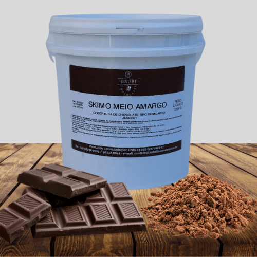 Skimo Meio Amargo Brubi Chocolates - Balde 3,9Kg | Brubi Distribuidora