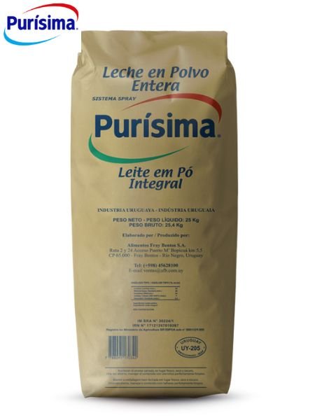 Leite em Pó Integral Uruguaio Purissima - 25Kg | Brubi Distribuidora