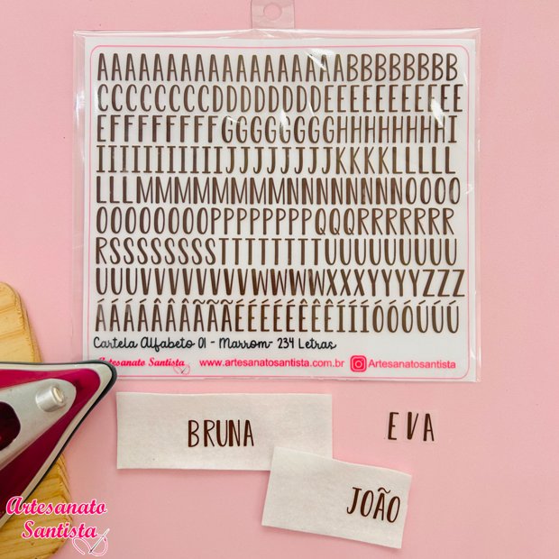 Estampa Fácil -Alfabeto 01 - 234 letras Marrom | Artesanato Santista
