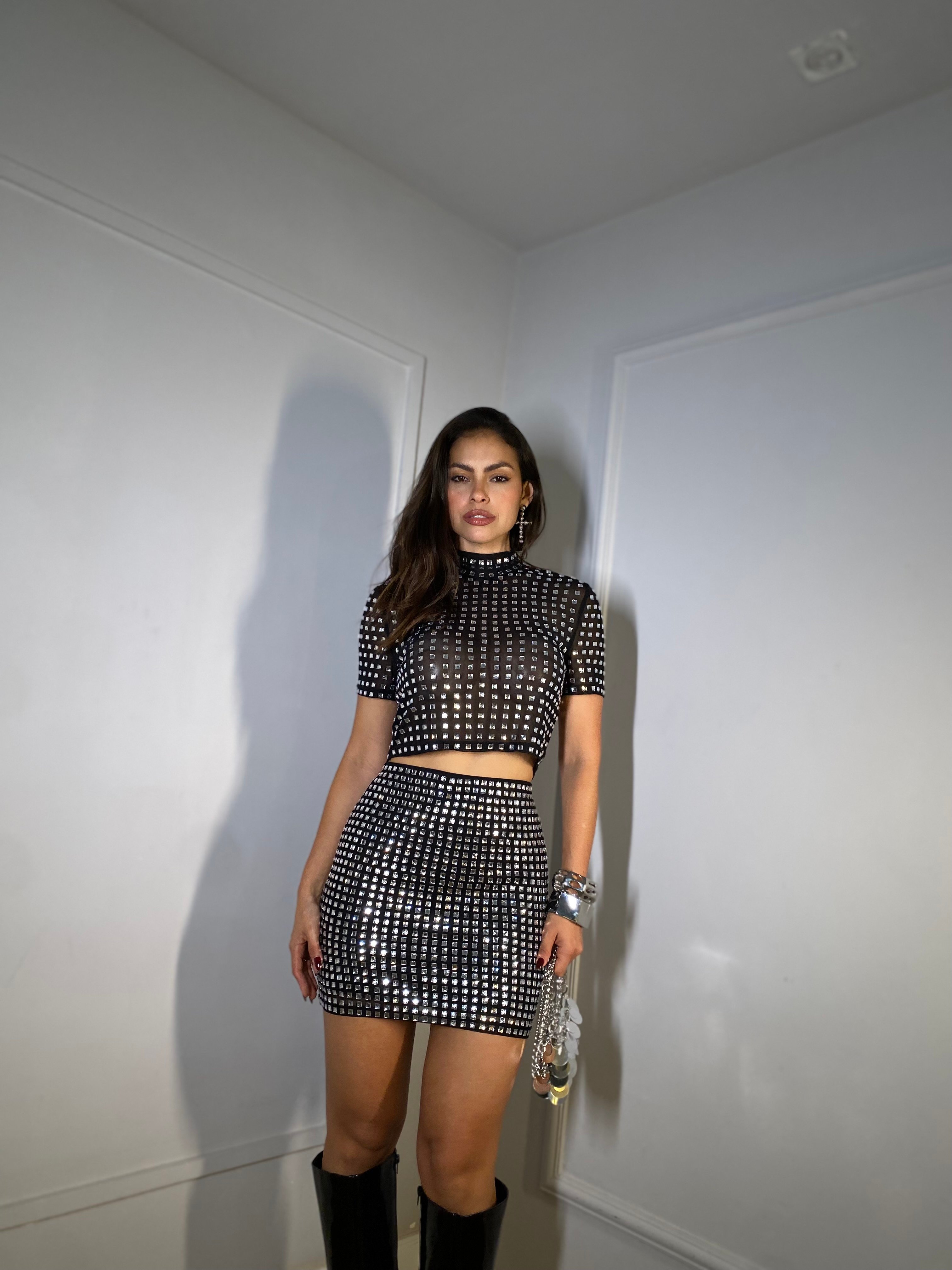 Saia brilho Preto | DASMI