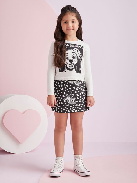 Conjunto Infantil Momi Inverno Shorts Saia e Blusa 101 Dálmatas | Seu ...