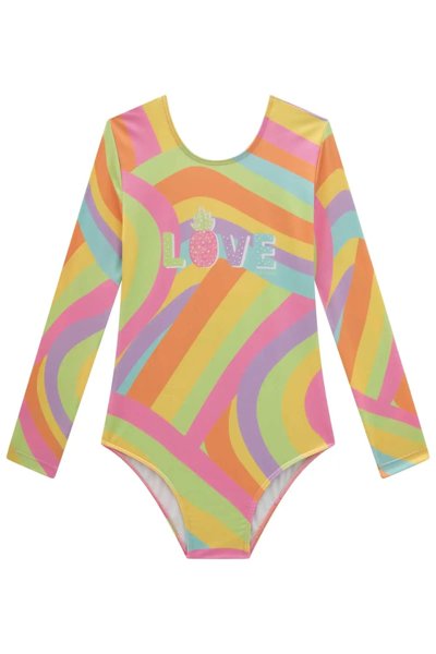 Maiô Infantil Manga Longa Kukie Verão Colorido Love | Seu Stillo Kids