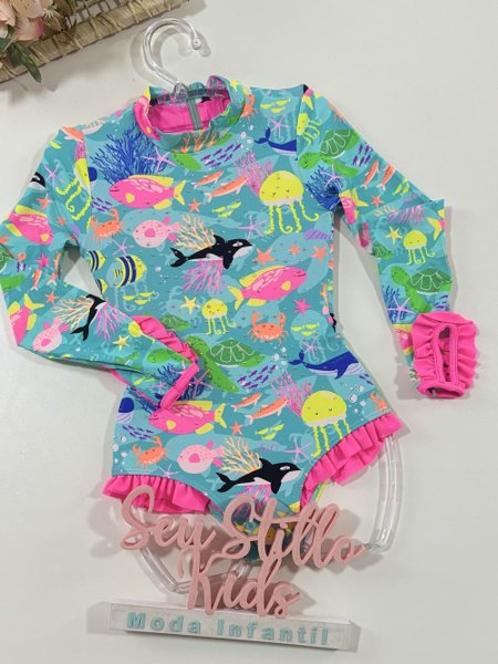 Maiô Infantil Siri Kids Manga Longa Aline Sea 39248 | Seu Stillo Kids
