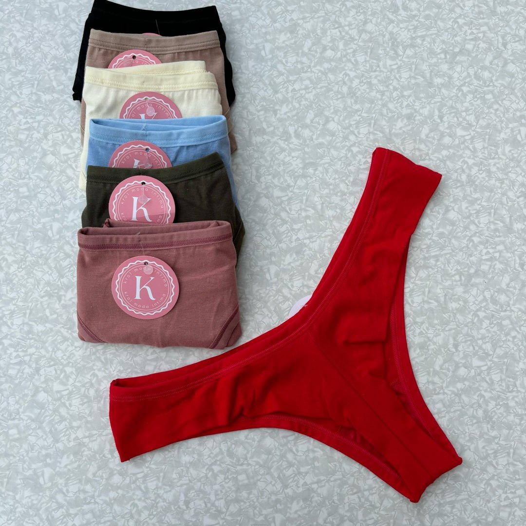 Kit com 05 calcinhas de Algodão Fio Duplo Básica Modelo Beatriz | Krol Moda Íntima
