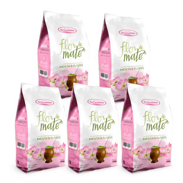 Erva-Mate Flor de Mate - Menta e Flores 500g - KIT 5un | Schneider Erva ...