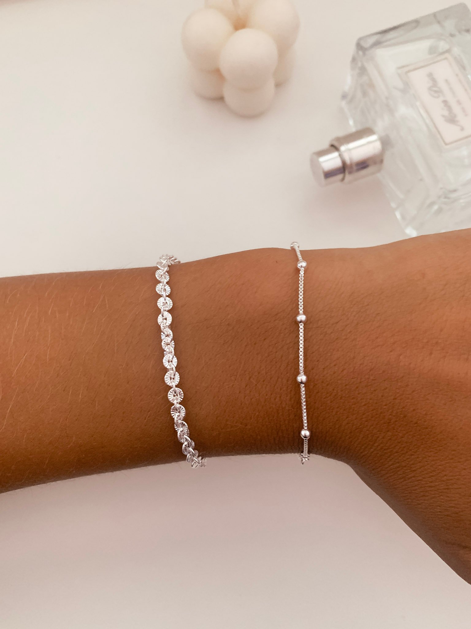 Pulseira Rabo de Rato Bolinha Banhada a Prata | D' Marques Pratas