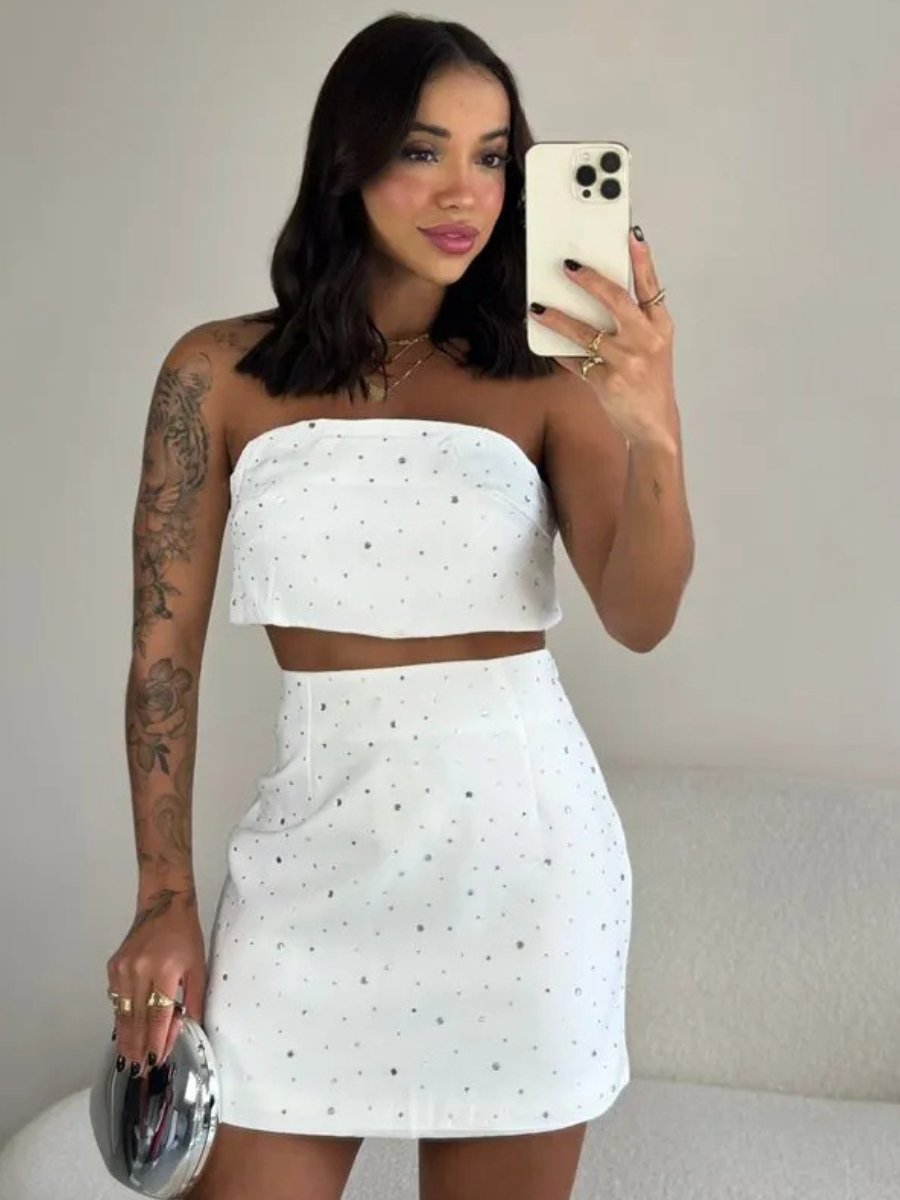 Saia alfaiataria strass | My Modas Feminina
