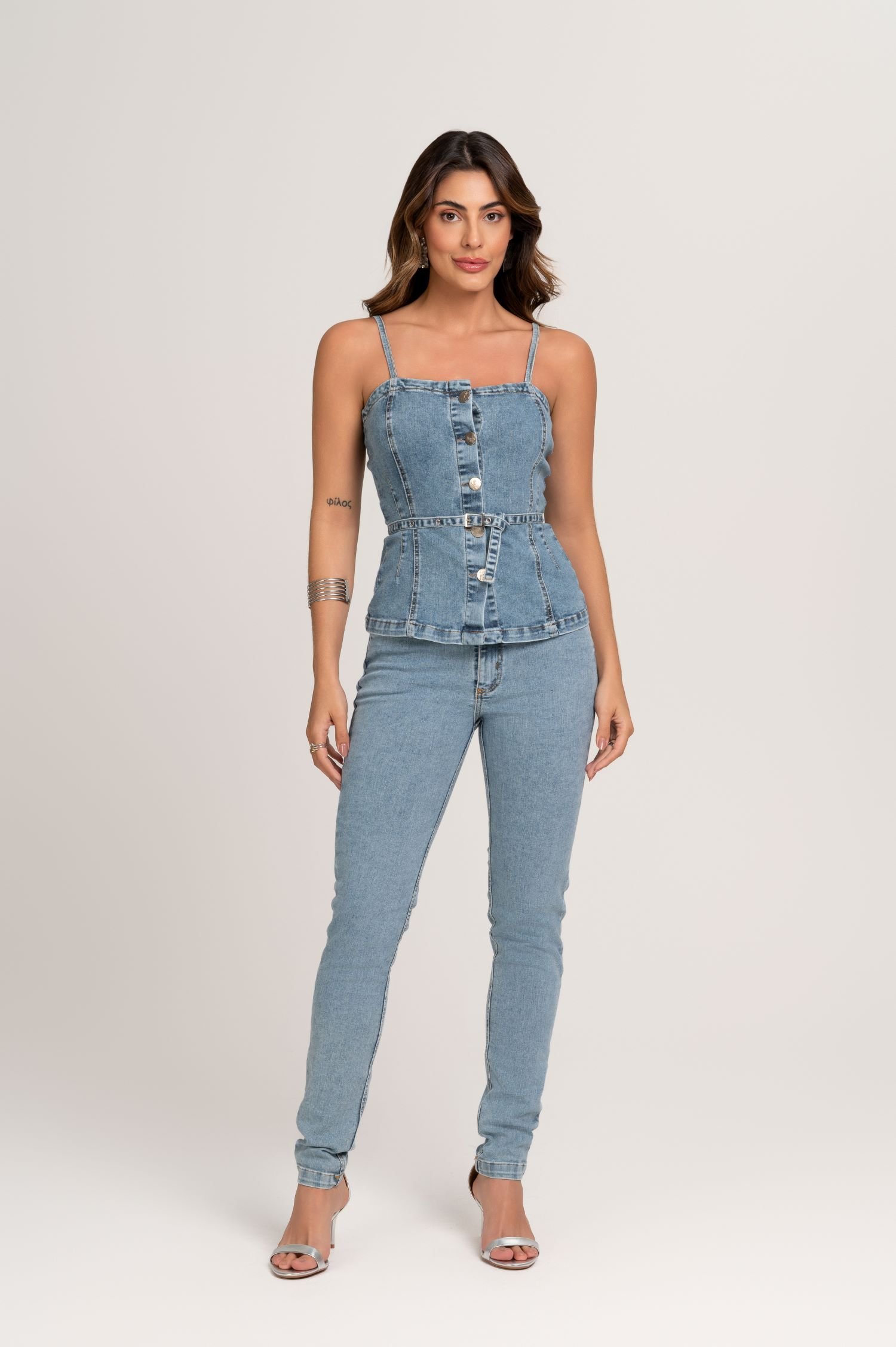 Blusa com Cinto Jeans | Frysaide