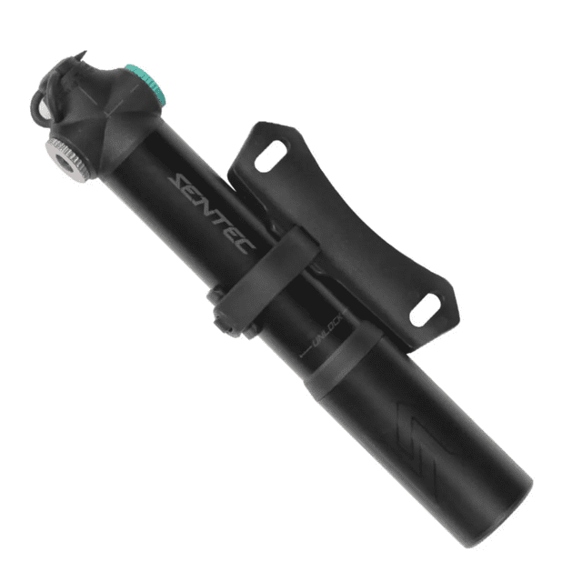 MINI BOMBA SENTEC P/PRESTA 80PSI C/ APLICADOR CO2 PRETA | Fraga Bike Shop