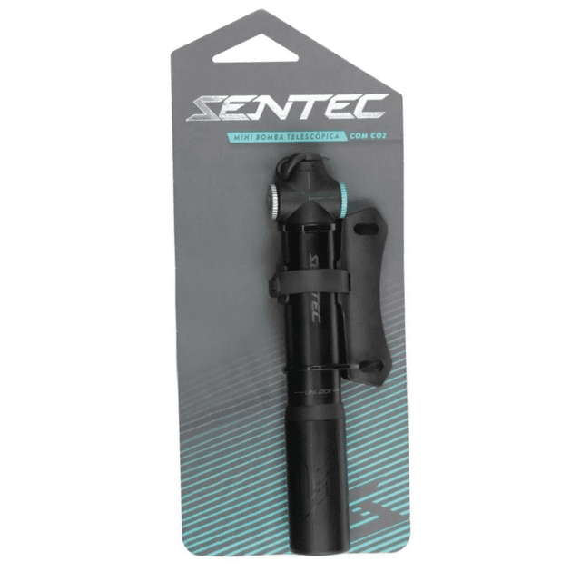 MINI BOMBA SENTEC P/PRESTA 80PSI C/ APLICADOR CO2 PRETA | Fraga Bike Shop