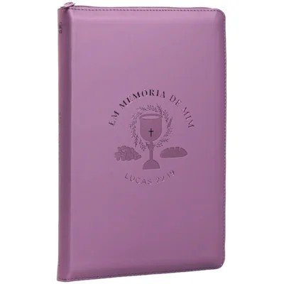 Bíblia Em Memória de Mim | Couro Soft Rosa com Zìper | NVI | Brasa ...