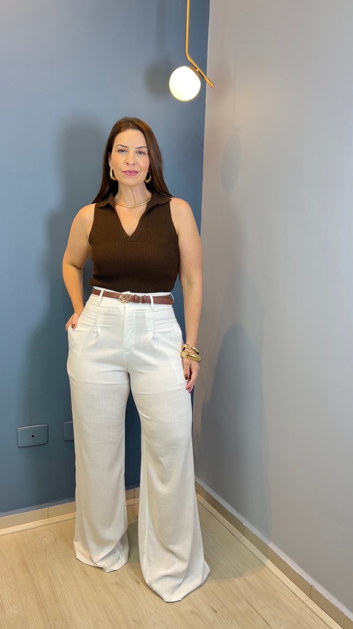 CALÇA PANTALONA ZOE VISCOLINHO | Loja Lanna Braga