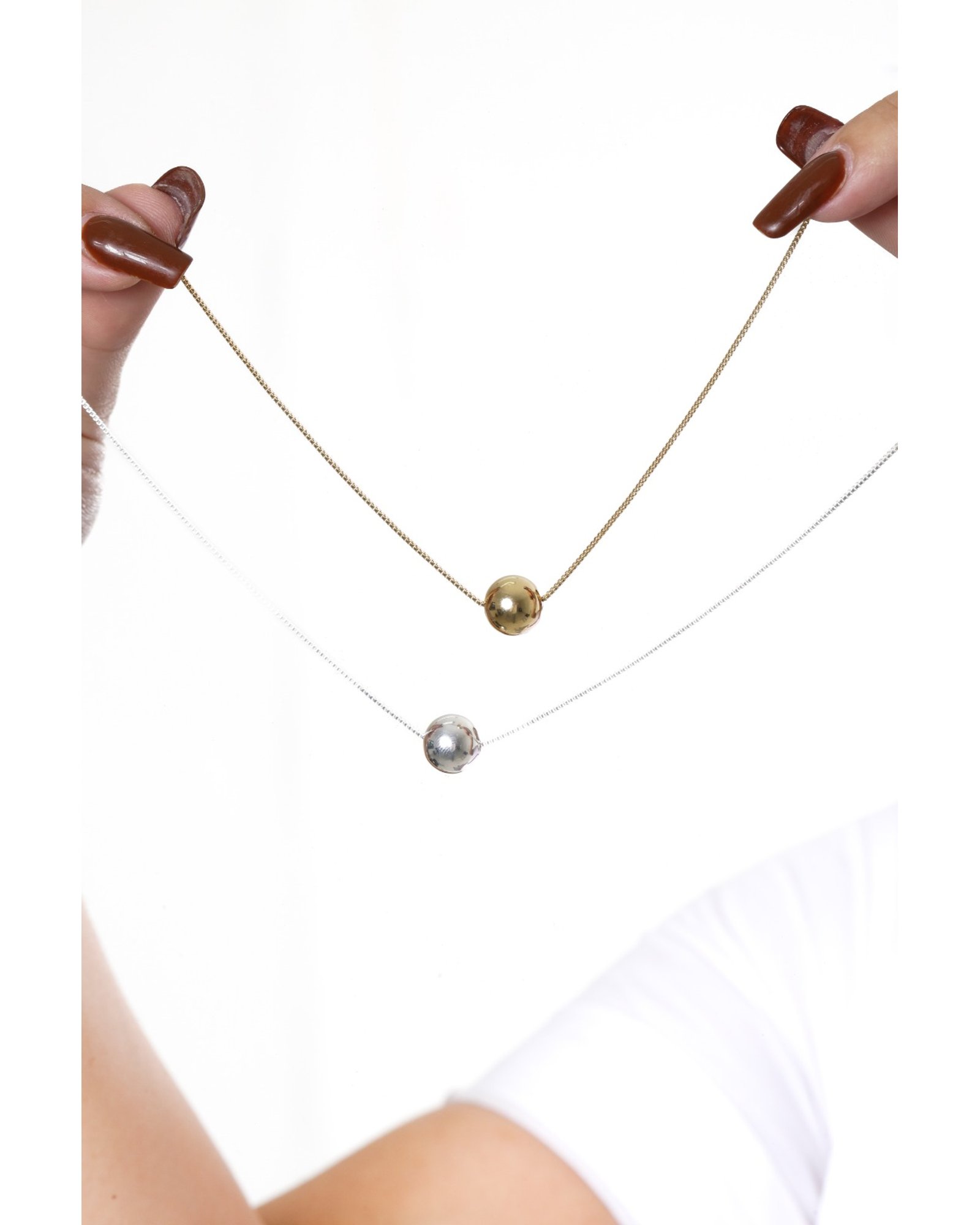 Colar 45 cm bola única dourado | Anápi Atacado