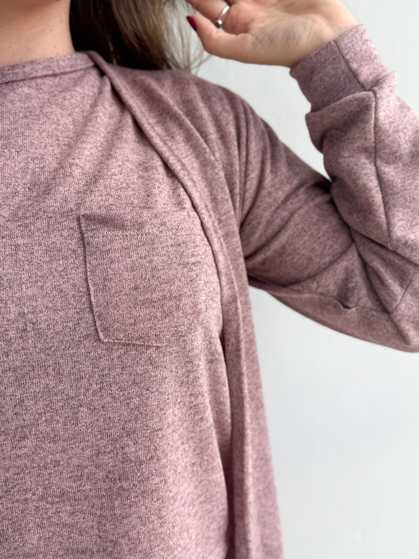 Kit Trio Comfy Malha Tricot Mescla Rosa Claro | Almanua Intimates