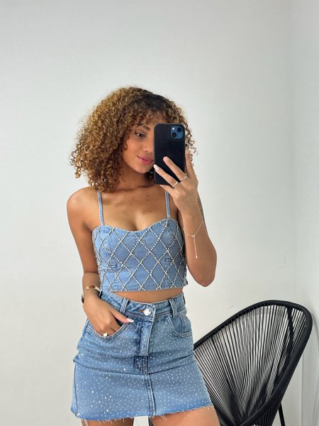 CROPPED JEANS COM STRASS | Urbana Ribeirão Preto | Loja de Roupas ...