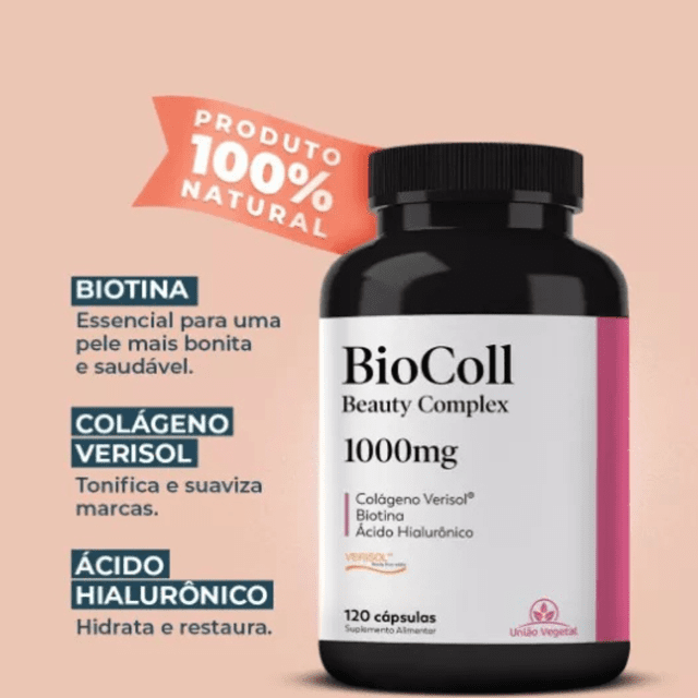Biocoll Colágeno Verisol Biotina Ácido Hialurônico 120 cápsulas | Camu ...