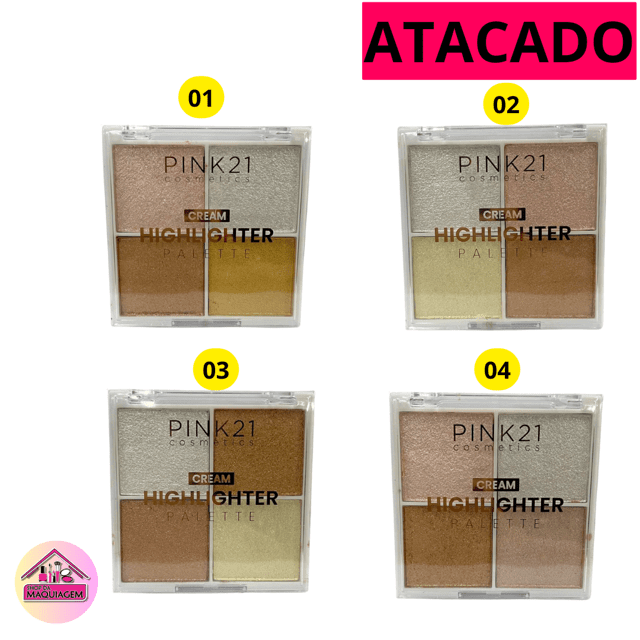 ILUMINADOR CREAM HIGHLIGHTER PINK 21 _KIT 4UNDS | SHOP DA MAQUIAGEM