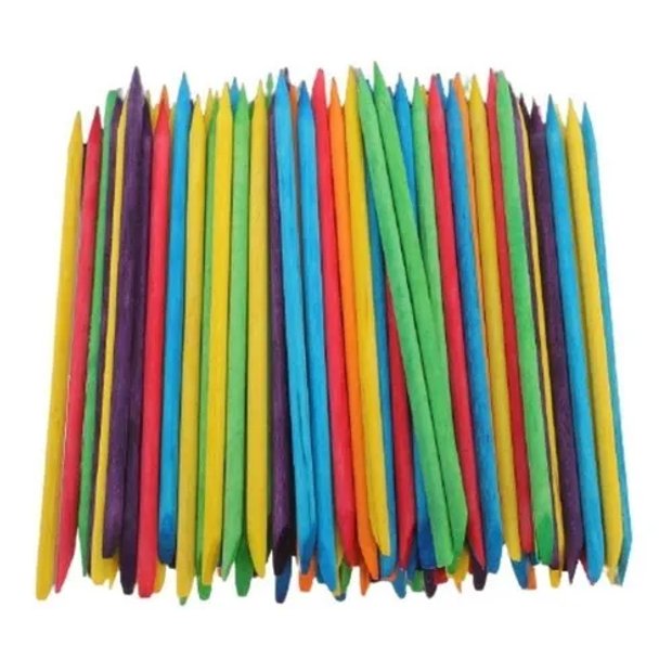 Palito de Madeira Colorido - Ponta e Chanfro - 100 unidades | Loja ...