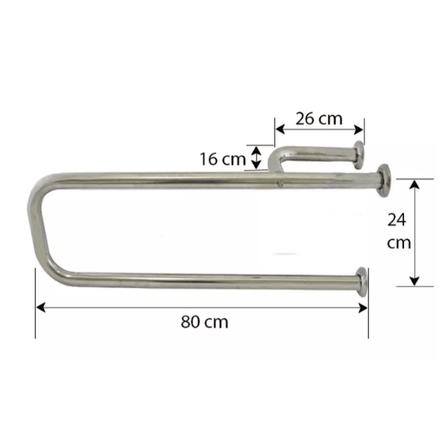 Barra Apoio Inox 80cm Banheiro em Inox com Reforço Lateral (113048 ...