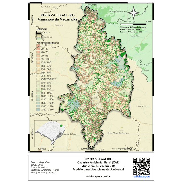 Mapa Reserva Legal do Município de Vacaria/RS. | wikimapas