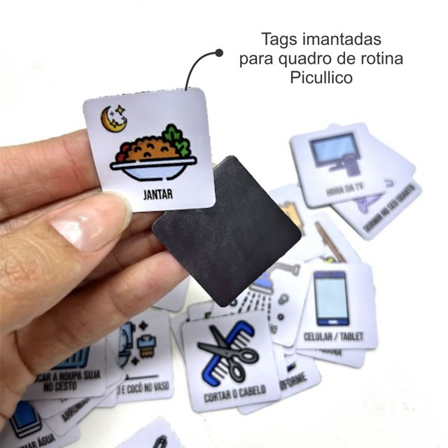 Tags avulsas personalizadas para quadro de rotina | Picullico