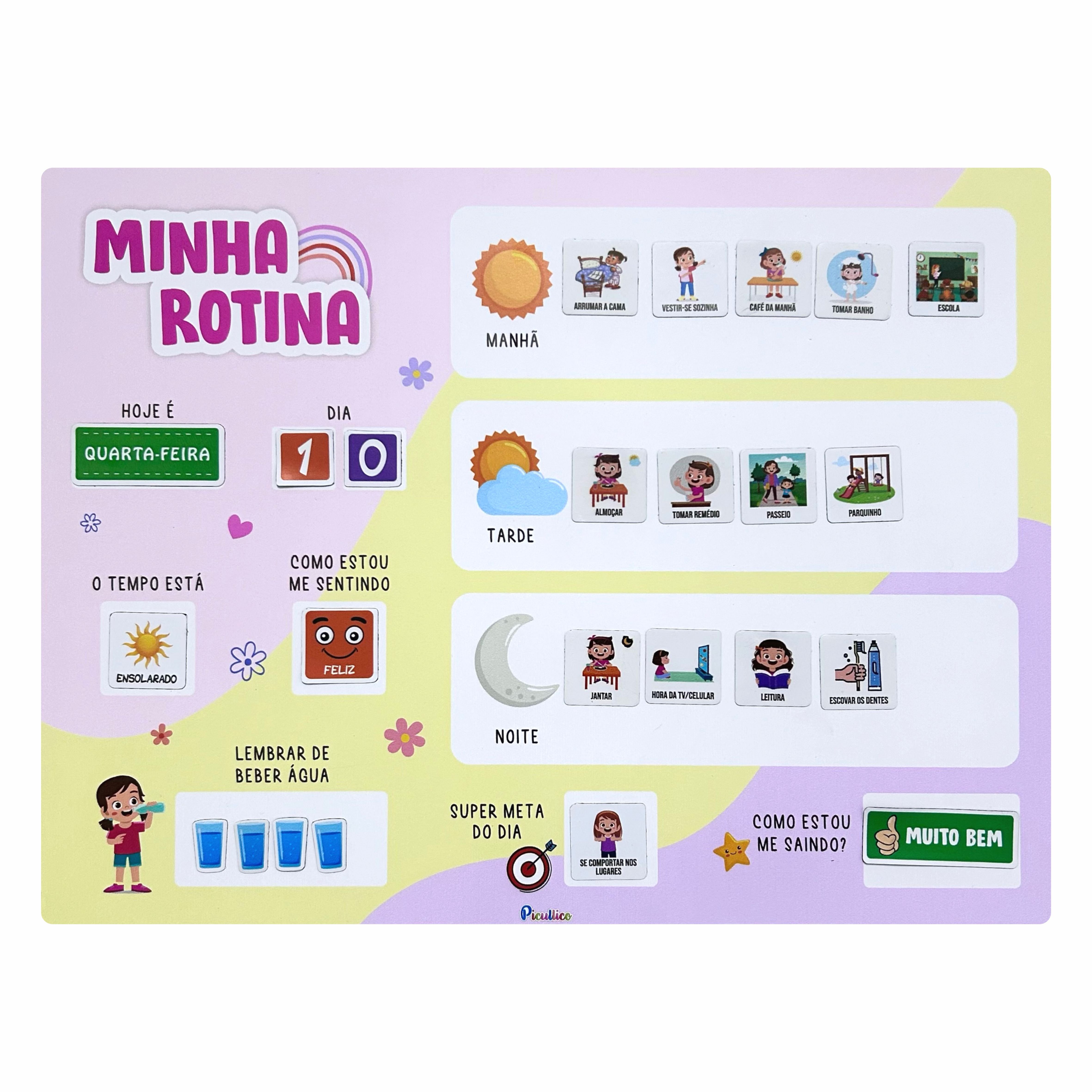 Quadro de Rotina Diária Educativo Infantil | Picullico
